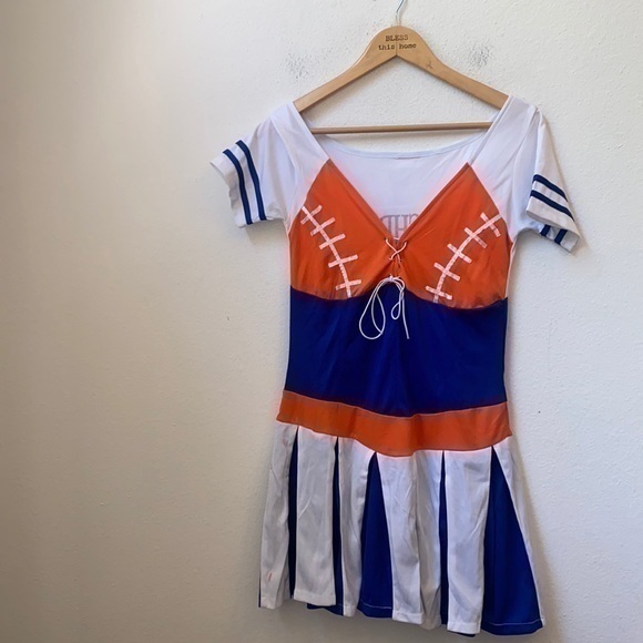Vintage | Dresses | Vintage Blue Orange Football Theme Dress Medum ...